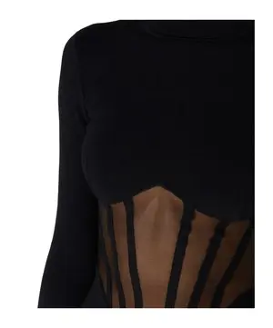 Elisabetta Franchi Color-block Long-sleeve Bodysuit