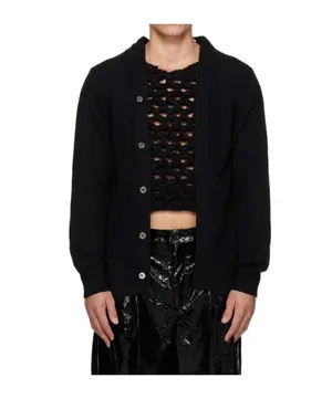 Comme Des Garçons Woven Insert Cardigan - Black