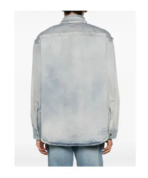 HAIKURE Nelson Distressed Patchwork Denim Shirt - Light Blue