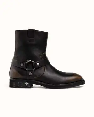 DUKE + DEXTER Harley Biker Boot - Black Distressed