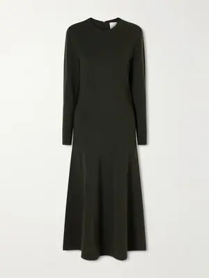 Carolina Herrera Wool And Silk-blend Knitted Midi Dress - Green