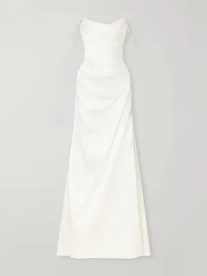 VIVIENNE WESTWOOD Pearl-embellished Satin Gown - White
