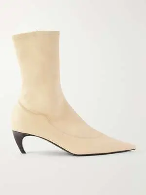 Khaite Valerie Leather Ankle Boots - Cream