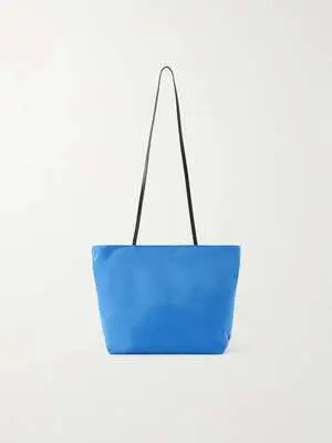 VALESQUE Spaghetti Leather-trimmed Satin Shoulder Bag - Blue