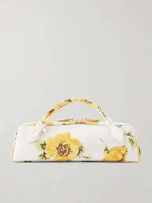 Alaïa Le Teckle Floral-print Leather Clutch - Yellow