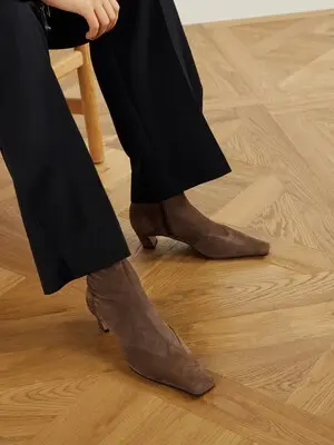 Khaite Nevada 40 Suede Ankle Boots - Brown