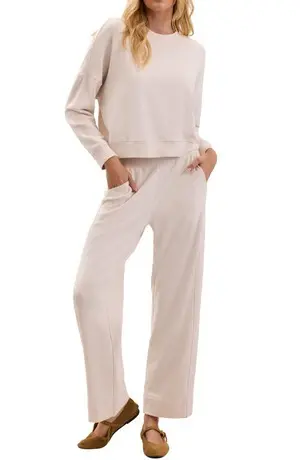 Barefoot Dreams Brushed Fleece Wide Leg Pants - Sand Dune