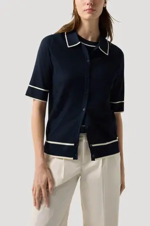 Bogner Peaches Silk Knit Jacket - Navy Blue
