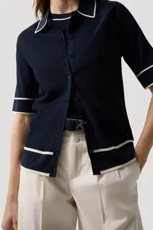 Bogner Peaches Silk Knit Jacket - Navy Blue