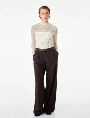 Koton Long Sleeve High Neck Polka Dot Mesh Blouse - Ecru Design