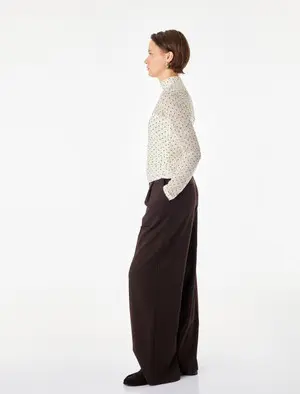 Koton Long Sleeve High Neck Polka Dot Mesh Blouse