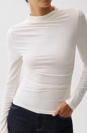 PISTOLA Nathalia Mock Neck Long Sleeve Top
