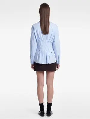 Koton Pleated Waist Long Sleeve Lapel Poplin Shirt
