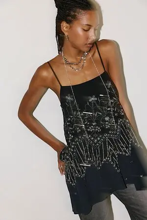 Free People Moonflower Embellished Tunic - Black Combo