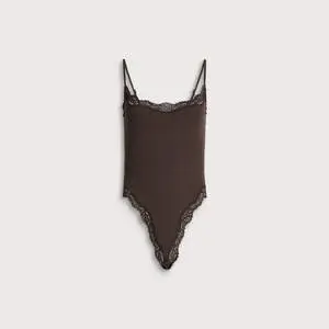 SKIMS Fits Everybody Lace Cami Bodysuit - Espresso