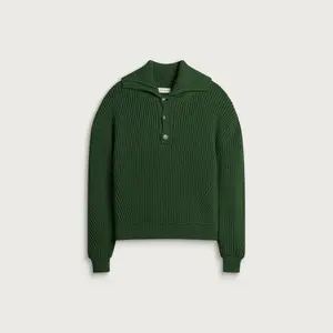 Dries Van Noten Mallawi Ribbed Polo Jumper - Green
