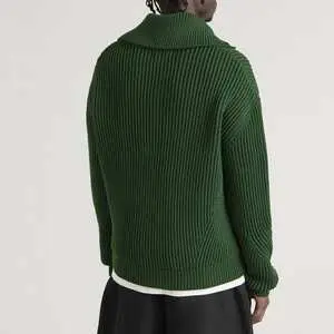 Dries Van Noten Mallawi Ribbed Polo Jumper - Green