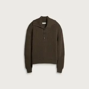 Dries Van Noten Mallawi Ribbed Polo Jumper - Brown