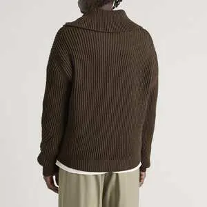 Dries Van Noten Mallawi Ribbed Polo Jumper - Brown