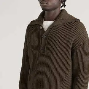 Dries Van Noten Mallawi Ribbed Polo Jumper - Brown
