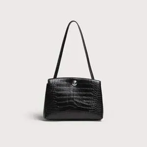 LIFFNER Pushlock Pouch Croc Embossed Shoulder Bag