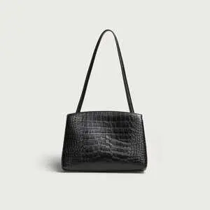 LIFFNER Pushlock Pouch Croc Embossed Shoulder Bag