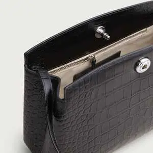 LIFFNER Pushlock Pouch Croc Embossed Shoulder Bag