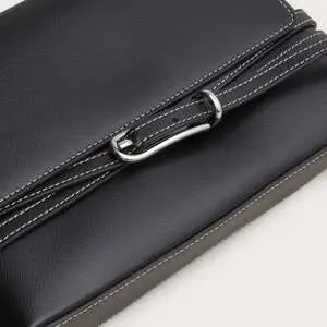 LIFFNER Belted Grained Leather Shoulder Bag - Black/silver