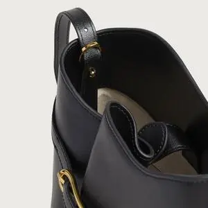 LIFFNER Belted Leather Bucket Bag - Black/gold