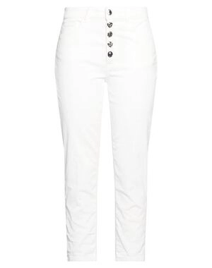 DONDUP Woman Pants Sand Size 27 Cotton, Lyocell, Elastane White