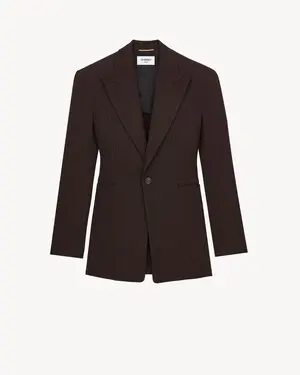 Saint Laurent Single-breasted Jacket In Chalk-stripe Wool Mélange