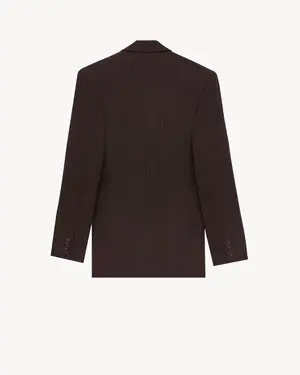 Saint Laurent Single-breasted Jacket In Chalk-stripe Wool Mélange