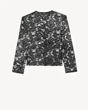 Saint Laurent Short Jacket In Silicone-coated Lace