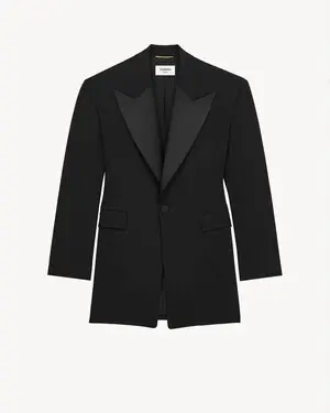 Saint Laurent Single-breasted Tuxedo Jacket In Grain De Poudre