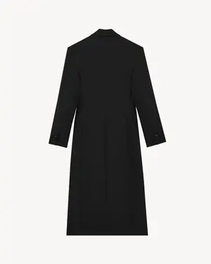 Saint Laurent Long Tuxedo Coat In Grain De Poudre