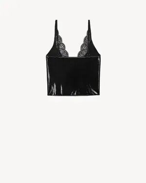 Saint Laurent Laced Tank Top In Silicone-coated Silk Jersey