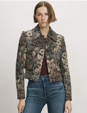 Veronica Beard Wilde Brocade Jacket - Dark Eggplant Multi