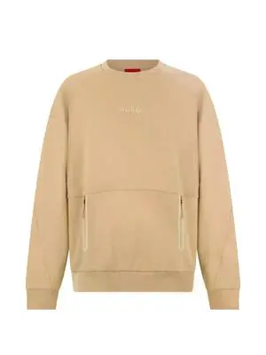 BOSS Logo-print Zip-pockets Sweatshirt - Neutrals