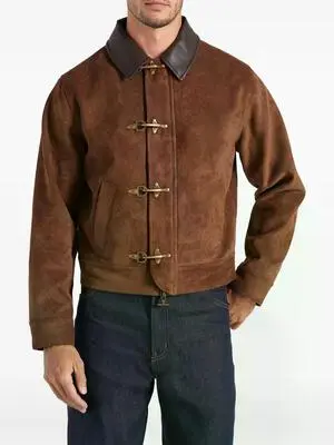 Manière De Voir Nino Clasp-detail Contrast-stitch Jacket - Brown