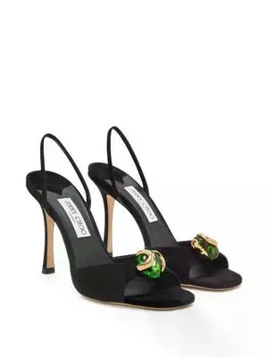 JIMMY CHOO Emani Suede Slingback Sandals - Black