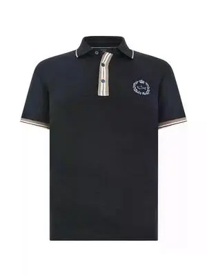 Paul & Shark X-soft Heraldic-embroidered Striped-trim Polo Shirt - Blue