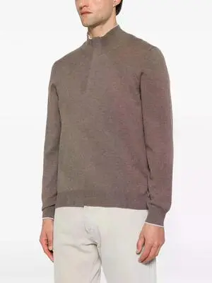 VENGERA Quarter-zip Knitted Sweater - Brown