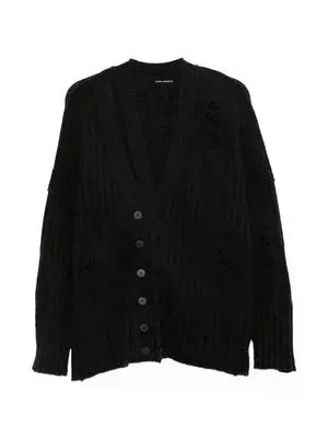 Isabel Benenato Distressed Double-breasted Cardigan