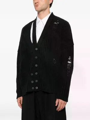 Isabel Benenato Distressed Double-breasted Cardigan