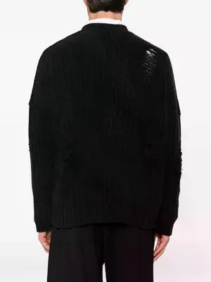 Isabel Benenato Distressed Double-breasted Cardigan