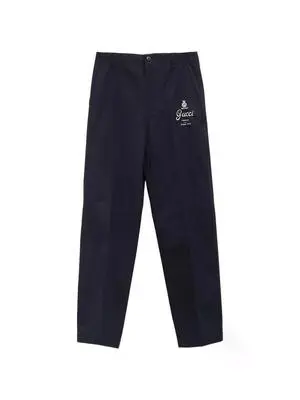 Gucci Belt-loop Logo-print Trousers - Blue