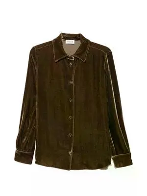 P.a.r.o.s.h Ravel Velvet-effect Long-sleeve Shirt - Brown