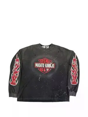 SECND SLF X Masato Kawajo Distressed Long-sleeved T-shirt