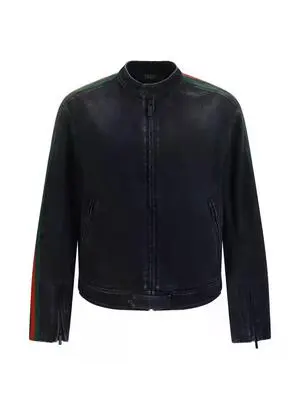 Gucci Web-stripe Denim Jacket - Black