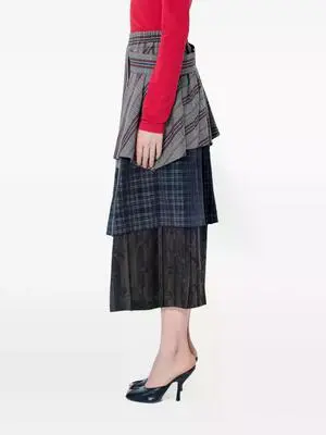 VIVIENNE WESTWOOD Plaid Layered Asymmetrical Skirt - Grey